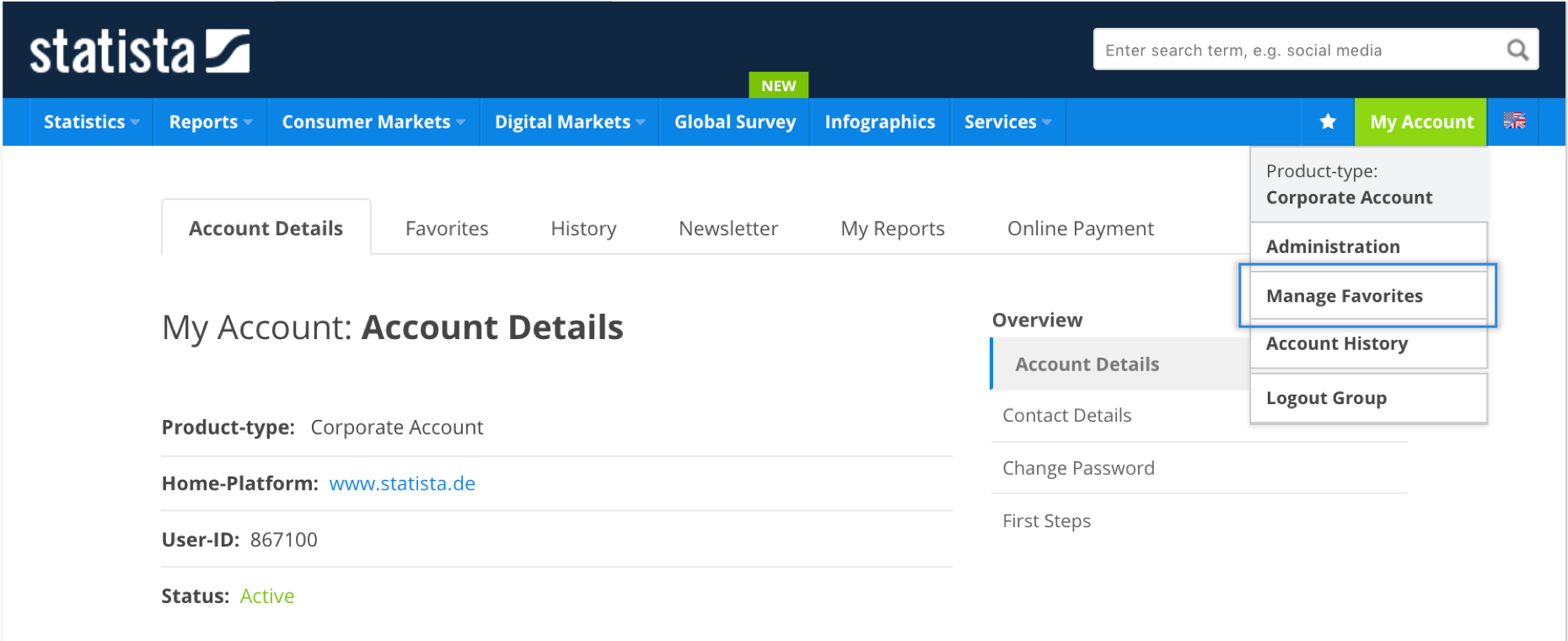 Getting Started - Add favorites | Statista