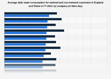 UK: daily metered water use per person by company 2024| Statista