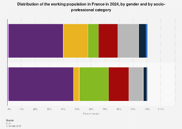 Working population by gender and socio-professional status in France ...