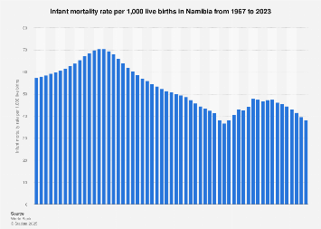 Infant mortality rate per 1,000 live births Namibia| Statista